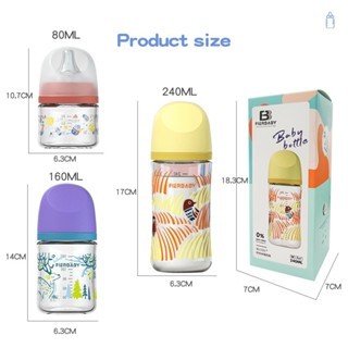 80/160/240ML Baby Glass Feeding Bottle Colorful Design Style For Newborn Baby Milk Glass Wide ...