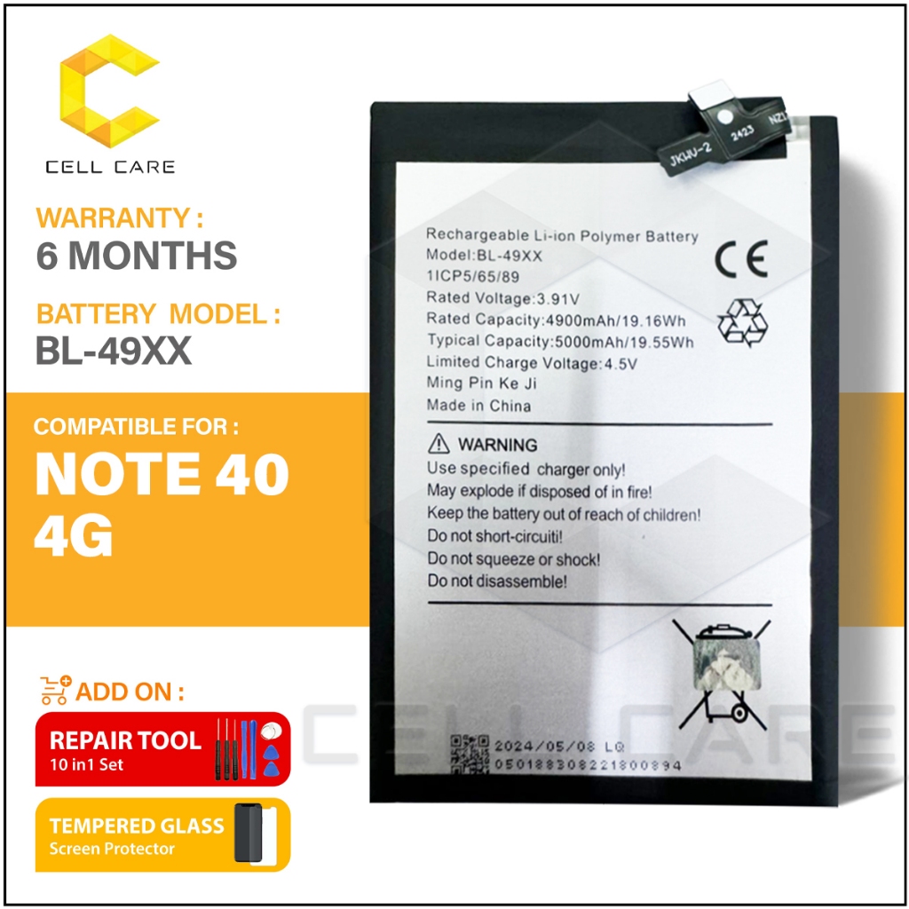 Battery BL-49XX For INFINIX NOTE 40 4G / NOTE 40 PRO / GT 20 PRO (5000 ...