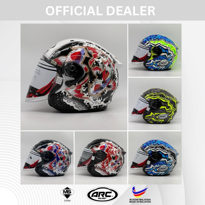 100% ORI+SIRIM} ARC HELMET XR DESIGN KOI IKAN / LAGUNA / NEBLUE Y16 ...