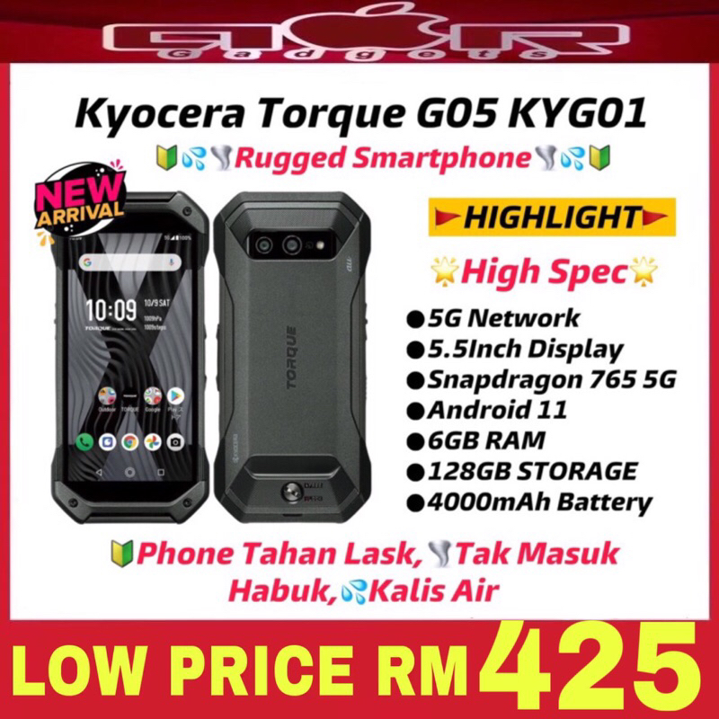 🔰🌪️💦KYOCERA TORQUE G05 KYG01 Phone VIRAL KEBAL Tahan Lasak Kalis Air Snapdragon 765 5G Gaming ...