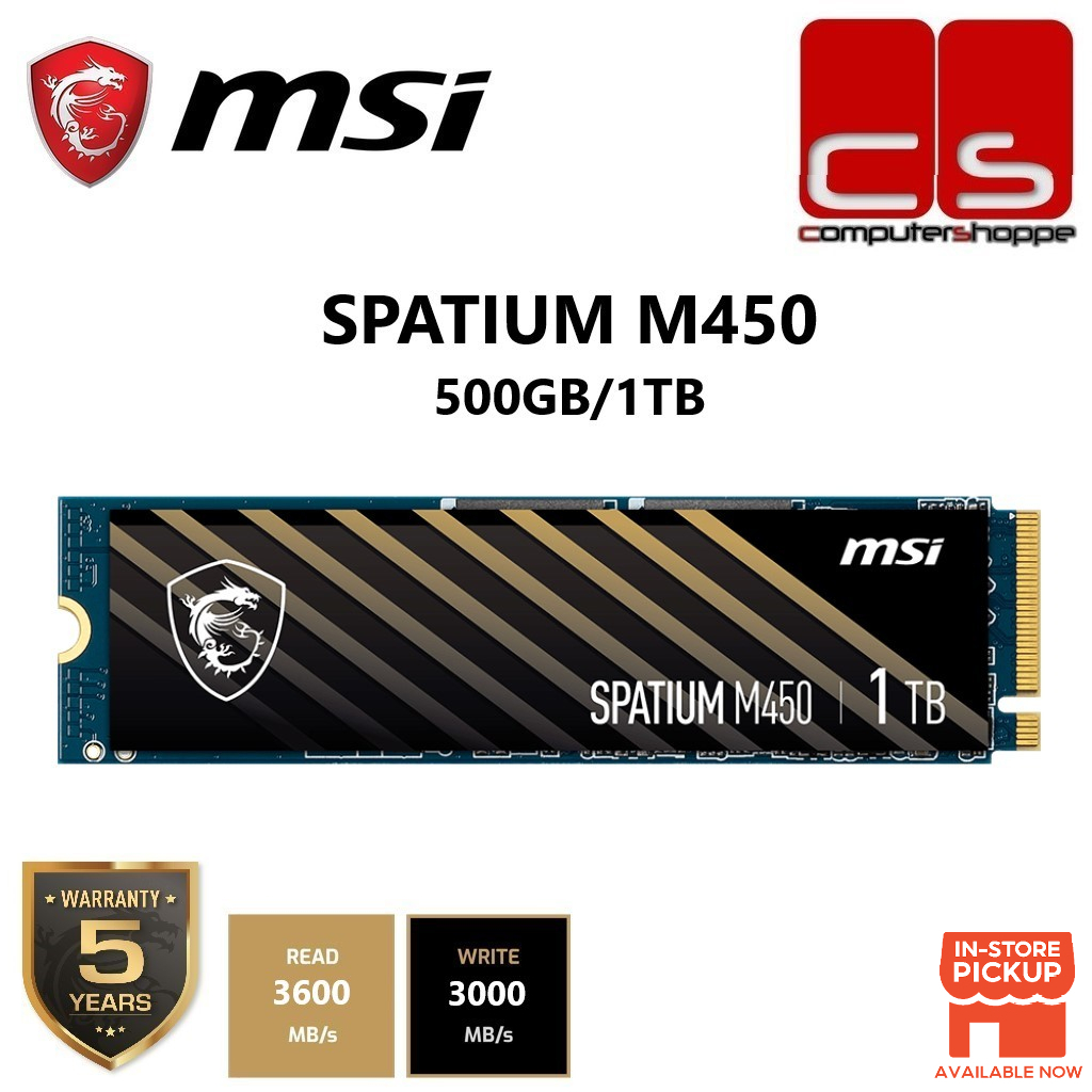 MSI SPATIUM M450 PCIe 4.0 NVMe M.2 SSD - 500GB/1TB | Shopee Malaysia