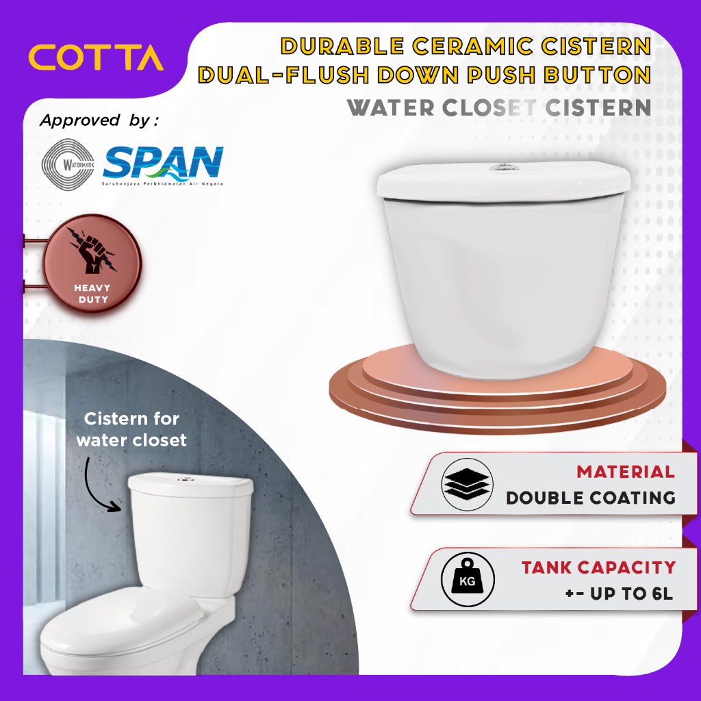 COTTA Ceramic Cistern & Fitting for water tank complete set ceramic ...