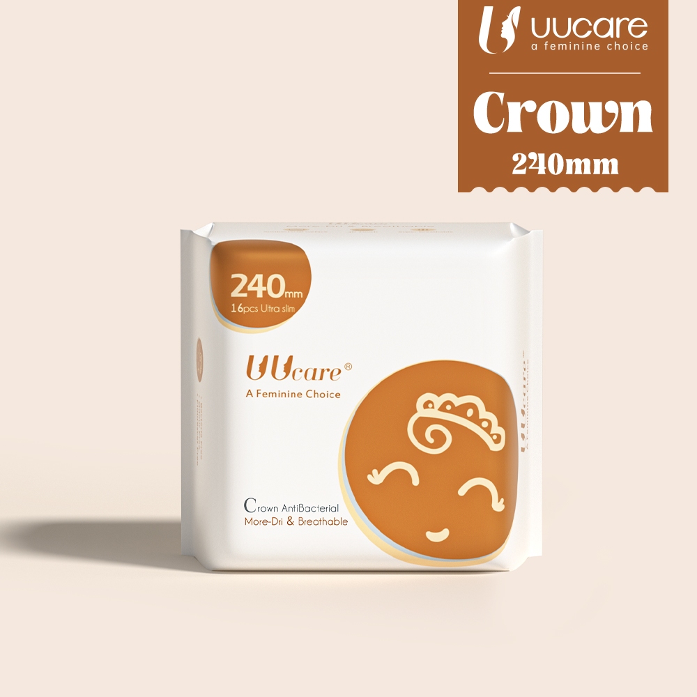UUcare Crown Antibacterial Sanitary Pads 24cm 16pads Instantly Absorb ...