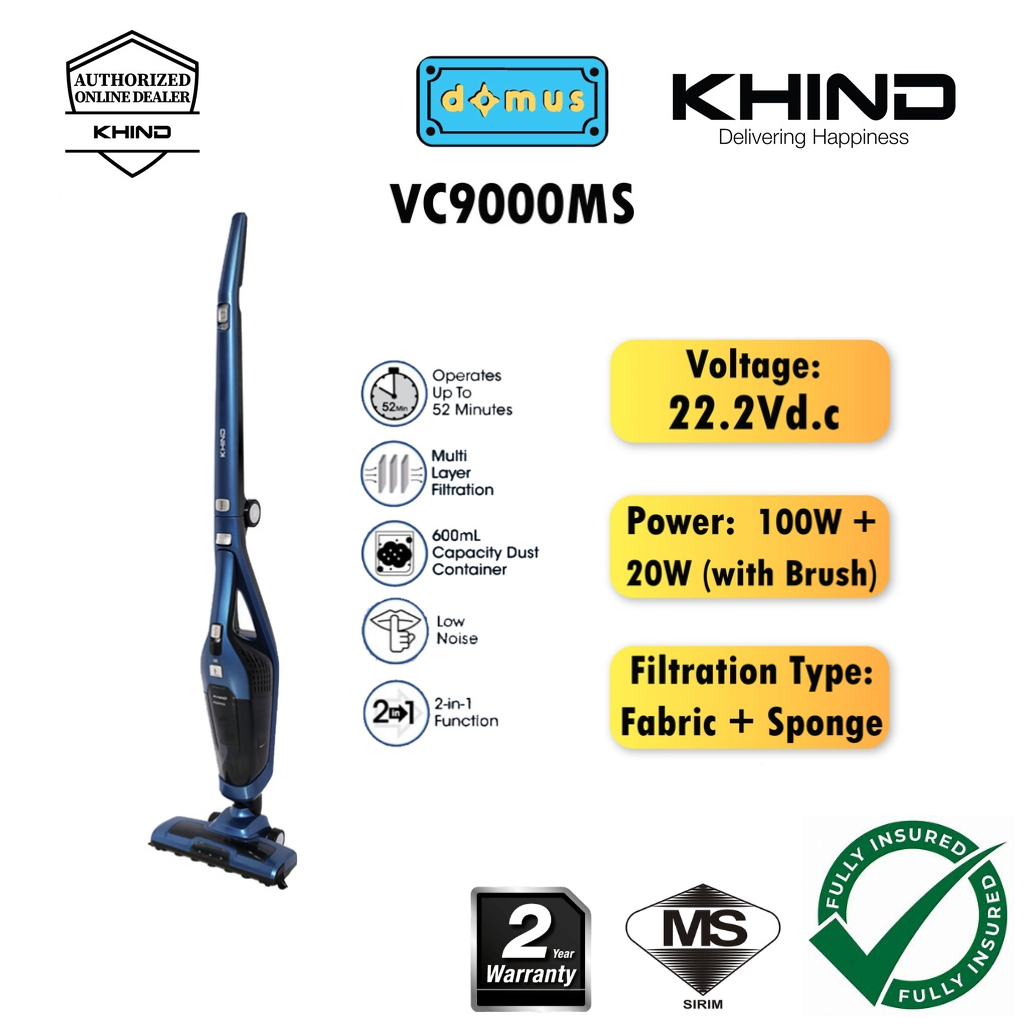 Khind Cordless Stick Vacuum Cleaner 22.2V Handheld Vaccum 2 In 1 Vacum ...