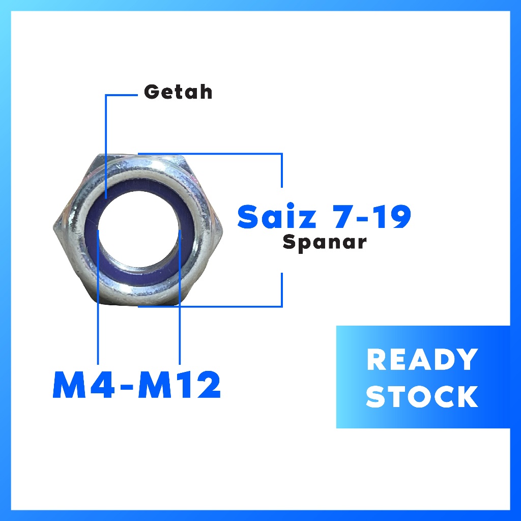 M4 M5 M6 M8 M10 M12 Hexagon Nylon Lock Nut Zinc Plated Chrome GI Lock ...