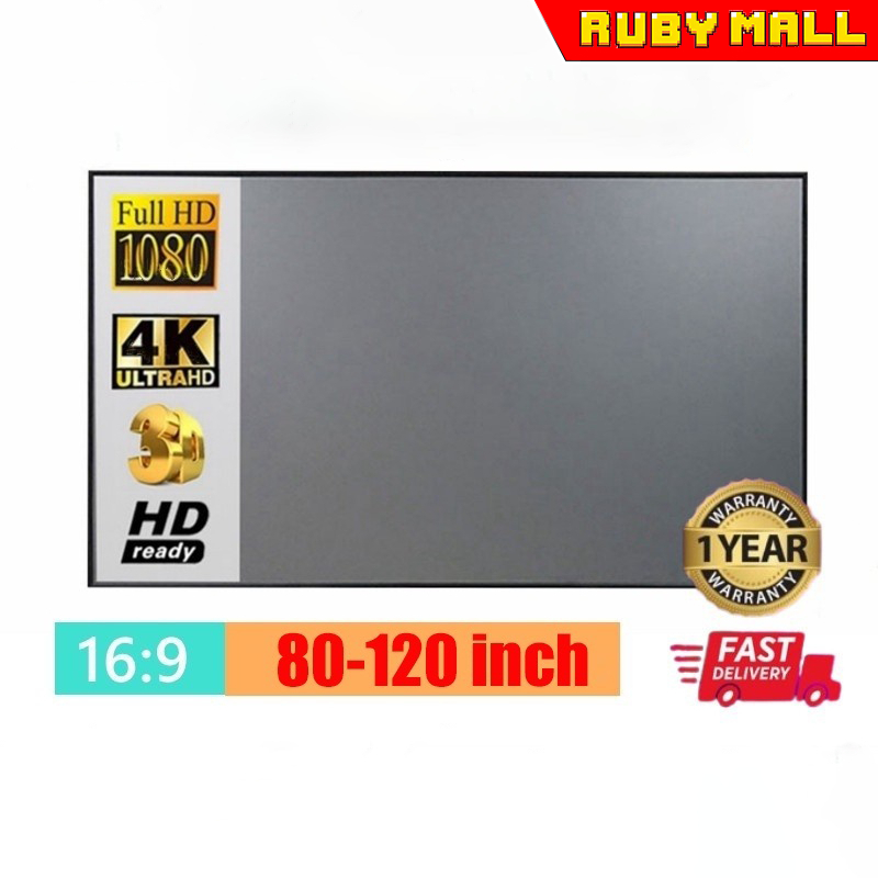 Projector Mini Projector Screen 84-120 Inch 3D Simple Folding Metal ...