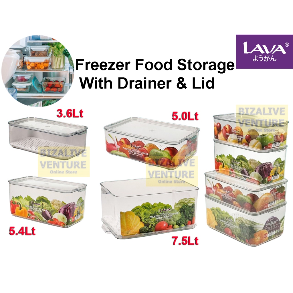 Lava Transparent Fridge Tray With Lid | Freezer Food Storage Box ...