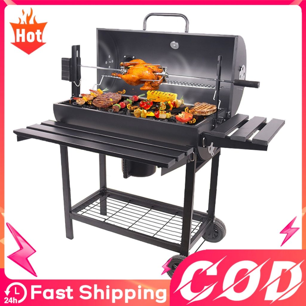 Large Outdoor BBQ Grill With Electric Rotisserie 5-15 Persons Camping ...