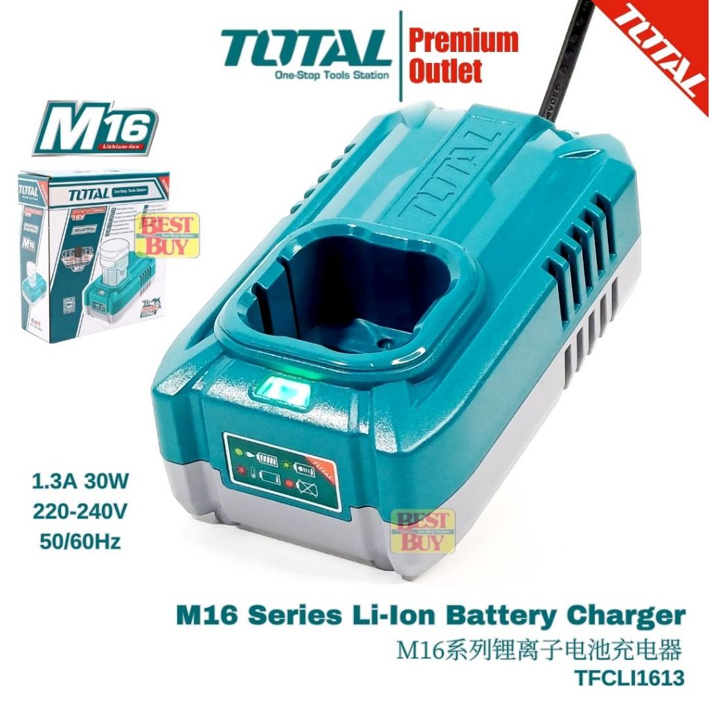 TOTAL Tools M16 16V Series Lithium-Ion Battery Charger M16系列锂离子电池充电器 ...