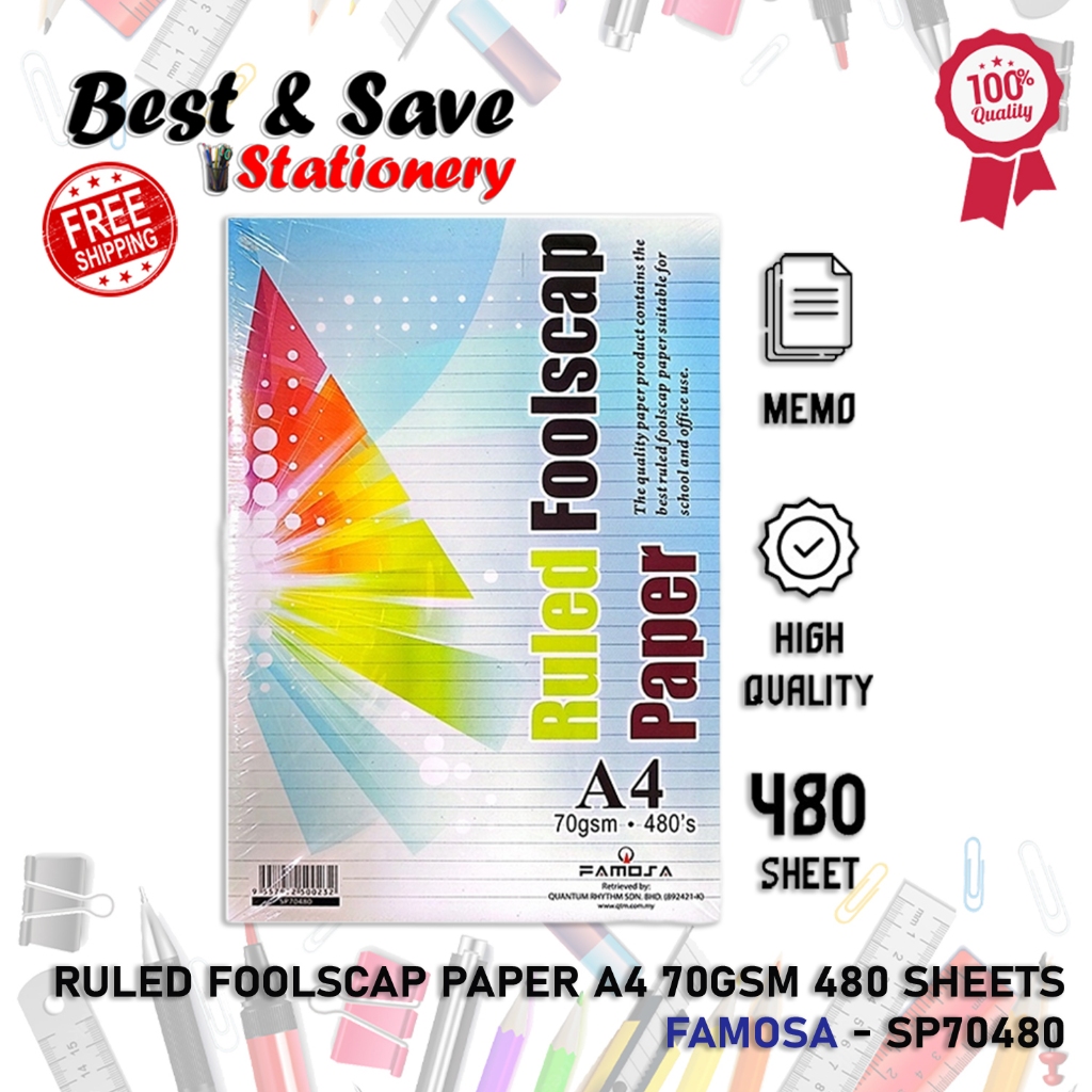 ( BEST & SAVE ) MASTER FAMOSA RULED FOOLSCAP PAPER SP70480 A4 70GSM 480 ...