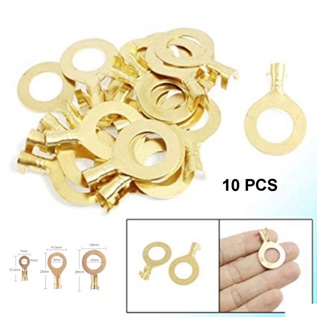 10Pcs 12mm 10mm 4mm Car Open Cable Lug Copper Wire Connector Round Clip ...