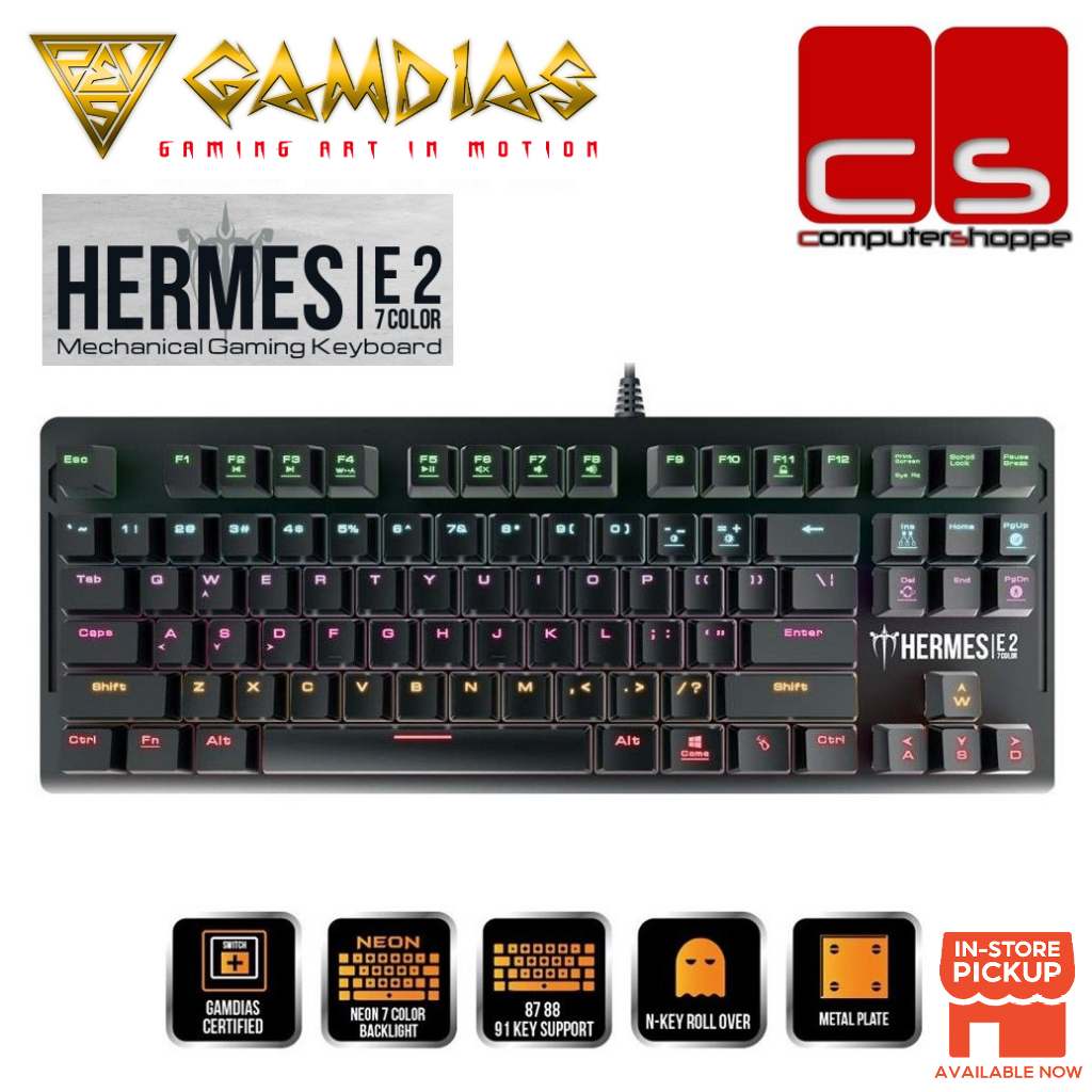 Gamdias Hermes E2 7 Color Mechanical Gaming Keyboard - Blue Switch | Shopee Malaysia