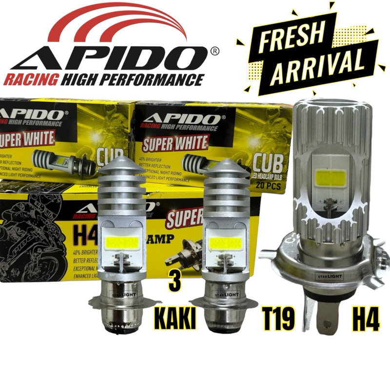 100% ORIGINAL APIDO SUPER WHITE LED BULB MENTOL LAMPU T19 H4 3 KAKI ...