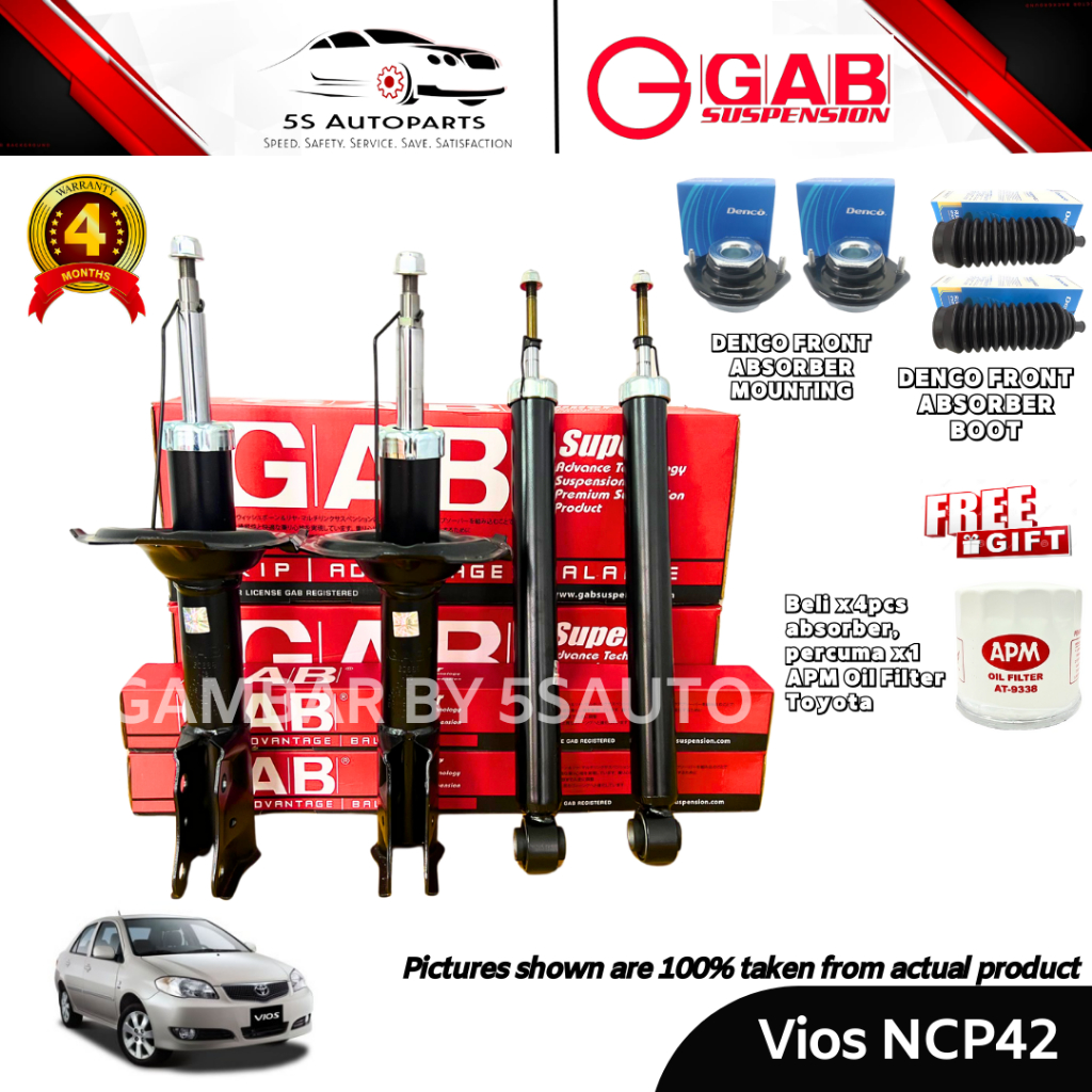 GAB Toyota Vios NCP42 (02'-07') Front (Depan) & Rear (Belakang) Gas ...