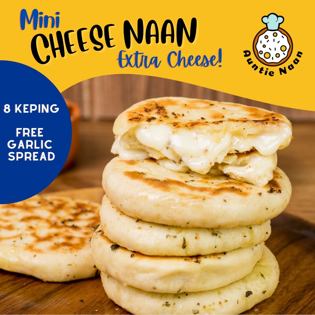 Mini Cheese Naan EXTRA CHEESE With Garlic Spread (Cheese Naan Frozen ...