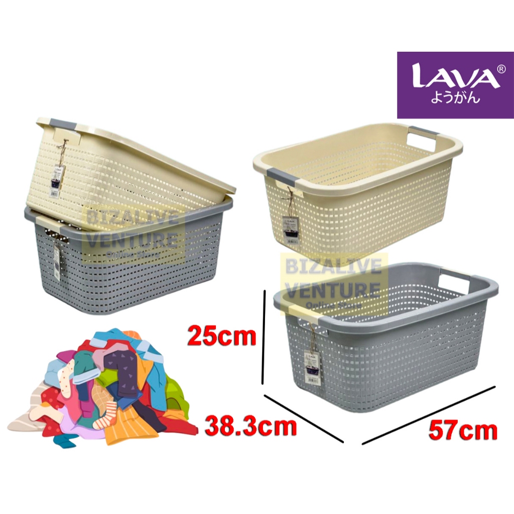 LAVA Plastic Rectangle Basket With Handle | Laundry Basket | Multi ...