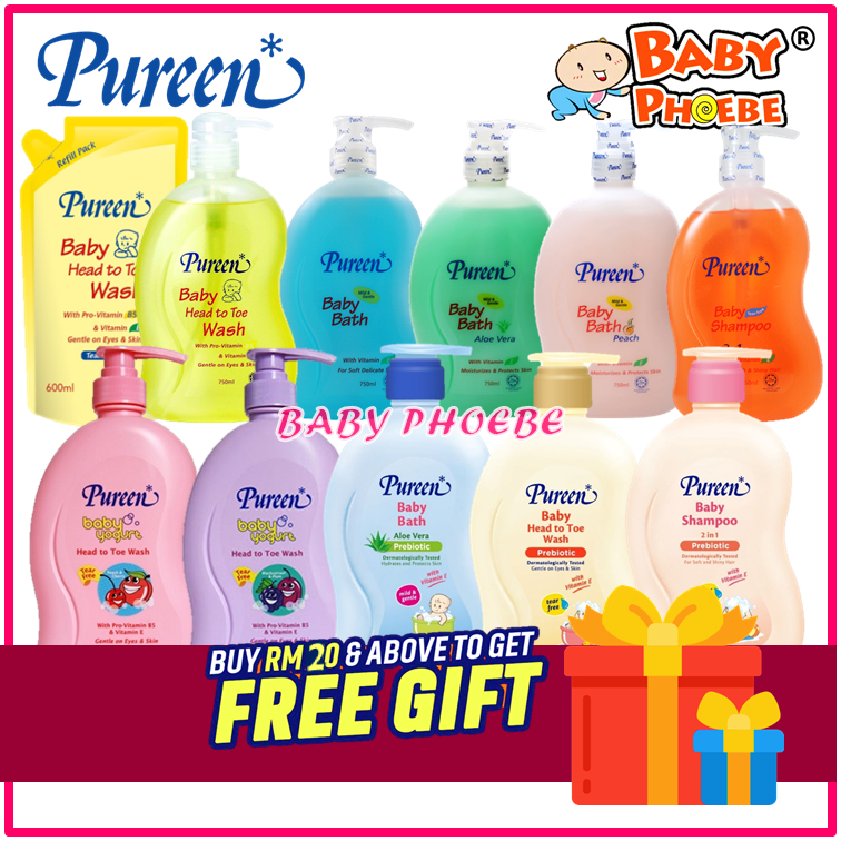 Pureen Baby Head to Toe Wash / Baby Bath/ Baby Shampoo 600ml/750ml (1pc ...