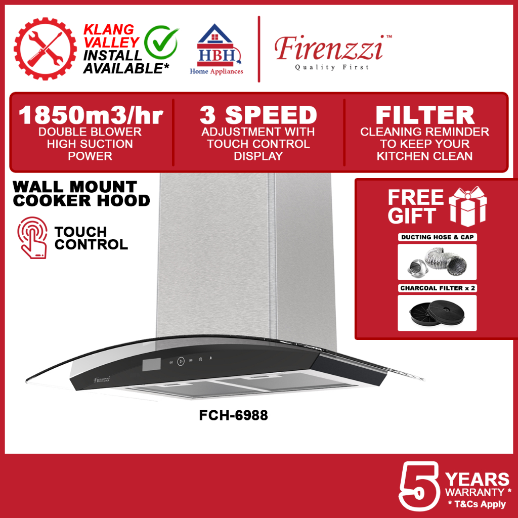 [RM179 Install] Firenzzi 90cm FCH-6988 1850m3/hrs Auto Clean Touch ...