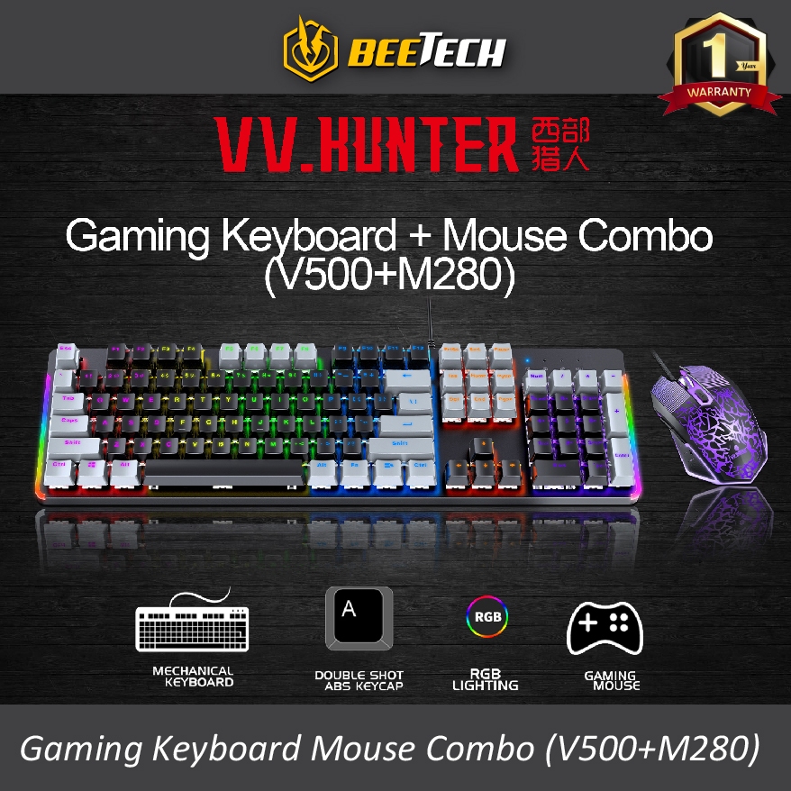 VV.Hunter Mechanical Gaming Keyboard Mouse Combo (V500+M280) | Shopee ...