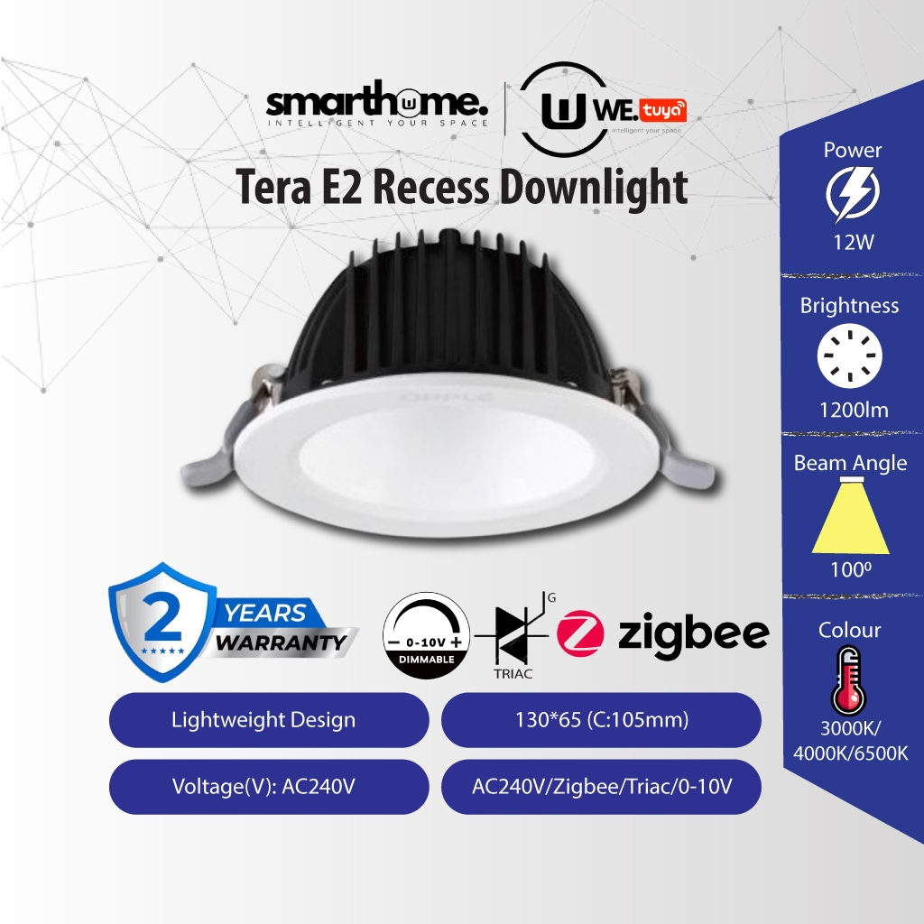 WELIGHT Tuya TERA E2 Smart LED Downlight Recess Downlight 12W ZIGBEE 0-10V TRIAC DIMMING ...