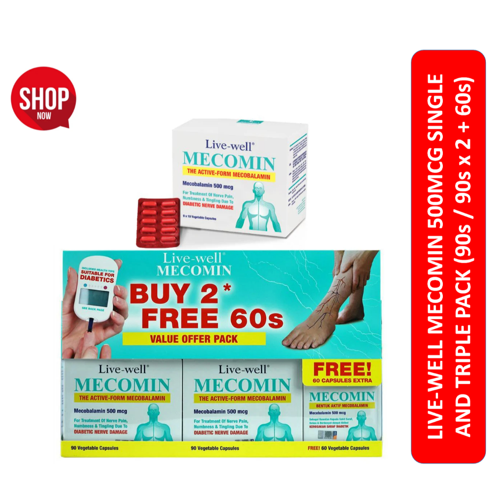 LIVE-WELL MECOMIN 500MCG SINGLE AND TRIPLE PACK (90s / 90s x 2 + 60s ...