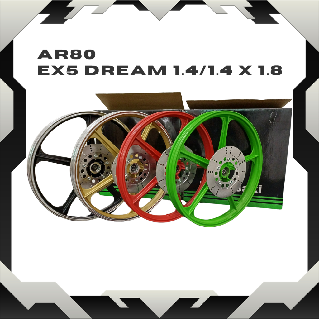 SPORT RIM ENKE1 5 BATANG FULL CHOP HONDA EX5 DREAM MATT BLACK GOLD ...