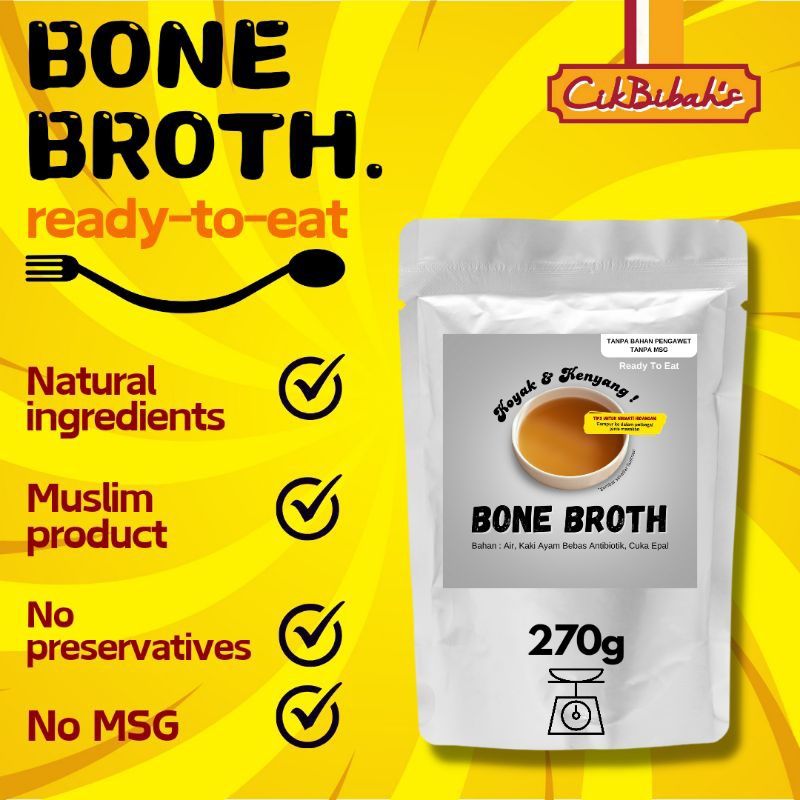 (270g) READY TO EAT Homemade Bone Broth Halal No MSG No Salt Muslim ...