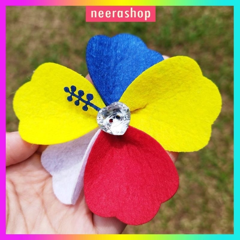 Brooch Bunga Merdeka Warna Tema Bendera Malaysia. Brooch Bunga Raya ...