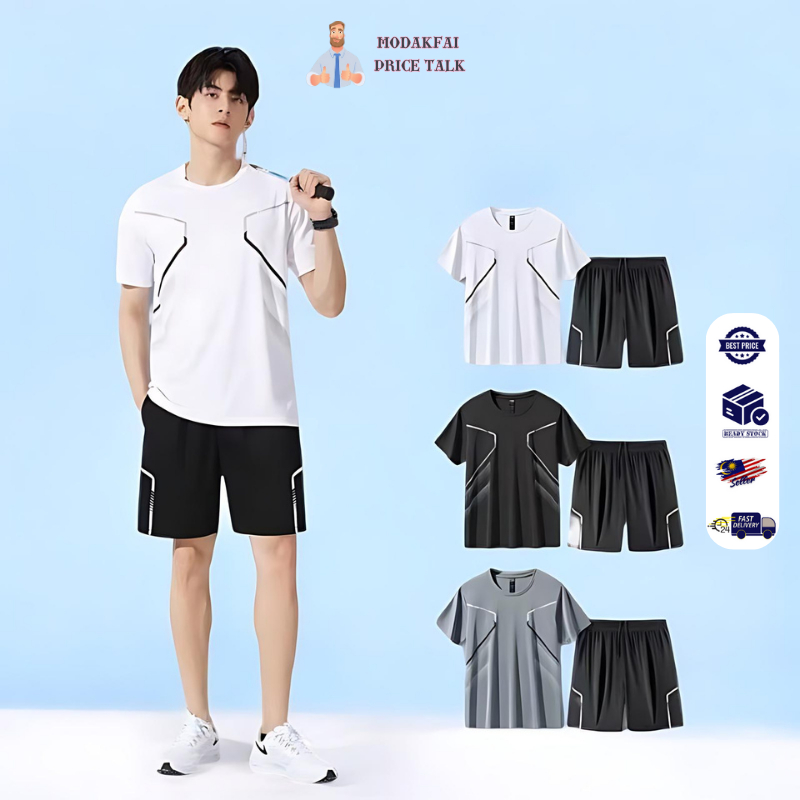 Sports Suit Men's Running Quick Drying Clothes Short Sleeve Workout ...