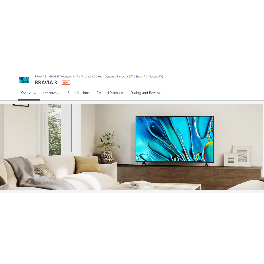 SONY 2024 85INCH K-85S30 BRAVIA 3 4K HDR Processor X1™ 4K Ultra HD High ...