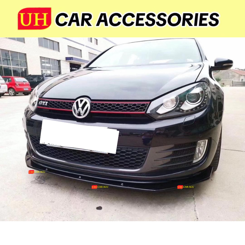 VOLKSWAGEN VW GOLF MK6 GTI PP FRONT LIP DIFFUSER LIPS WITH PAINT BLACK ...