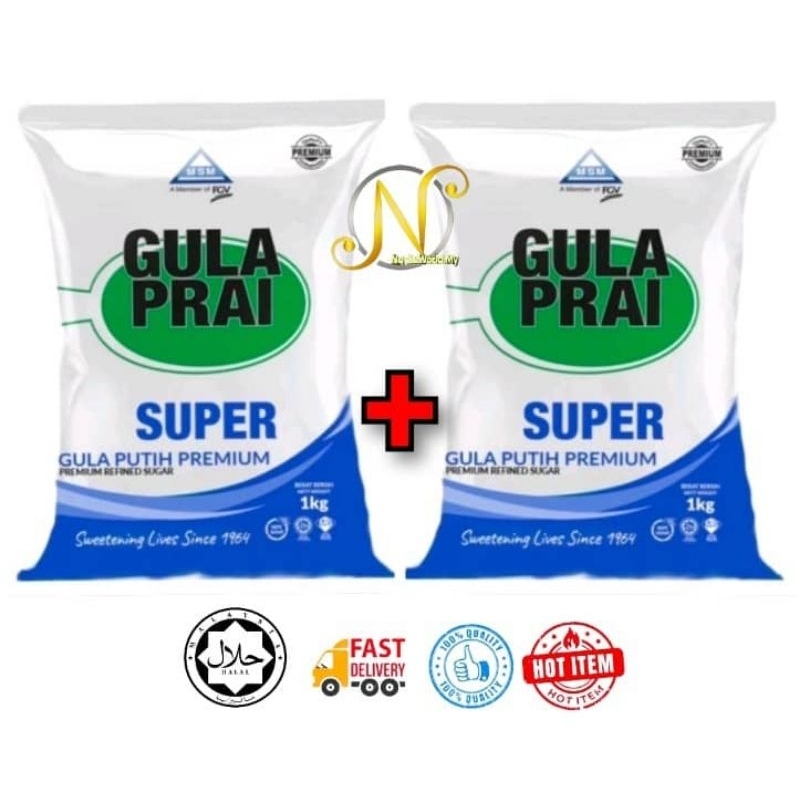 GULA PRAI SUPER Gula Putih Premium|Premium Refined Sugar COMBO 1KG x2 ...