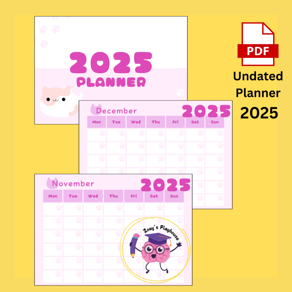 [PDF] 2025 Pink Cat Printable undated planner 13 pages cute planner ...