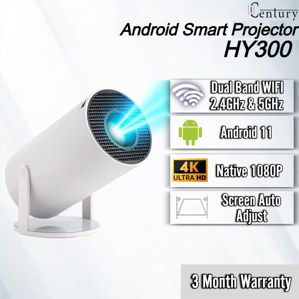 HY300 Portable Projector 4K Home Cinema Android 11 Projector Portable ...
