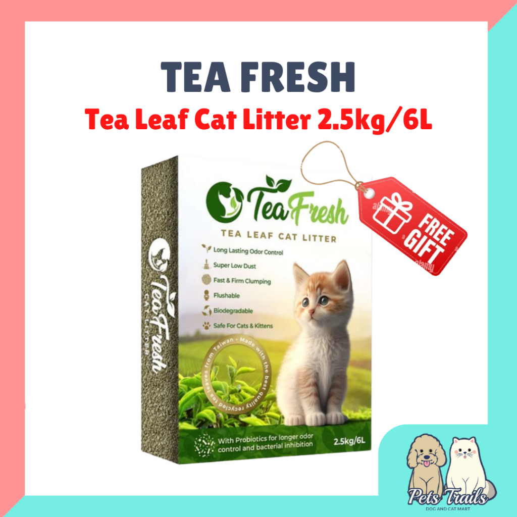 [FREEGIFT]Tea Fresh Cat Litter Tea Leaf 6L Pasir Kucing /天然猫沙 Infused ...