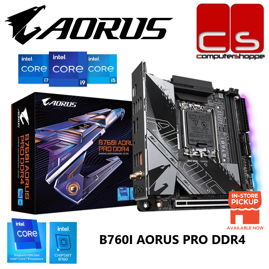 Gigabyte B760I AORUS PRO DDR4 Mini-ITX Gaming Motherboard + Intel 14th Gen Processor Combo ...