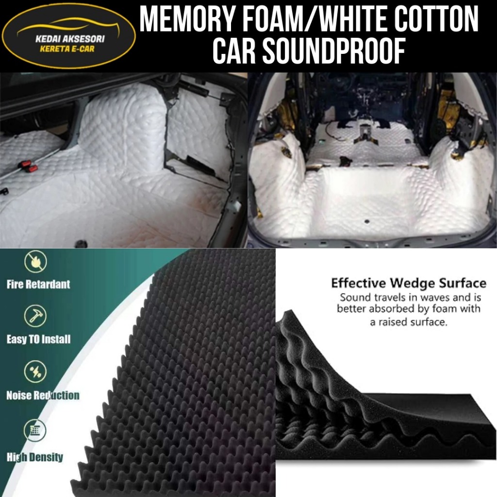Car Memory Foam & White Cotton Soundproofing Noise Proof Sound Proof ...