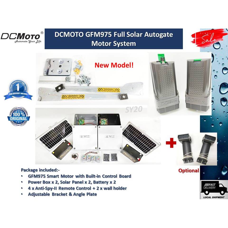 Auto Gate DCMOTO GFM975 New Model - Plug & Play All-in-One Smart Full Solar Autogate Motor ...