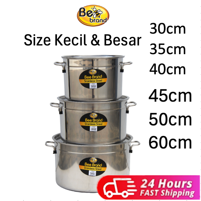 MLK Extra Tebal Stock Pot Short Big Stainless Steel Heavy Duty Periuk ...