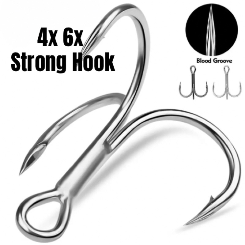 【MR.T】5PCS Mata Kail Triple 4X Kuat Triple Hook Super Strong Fishing ...