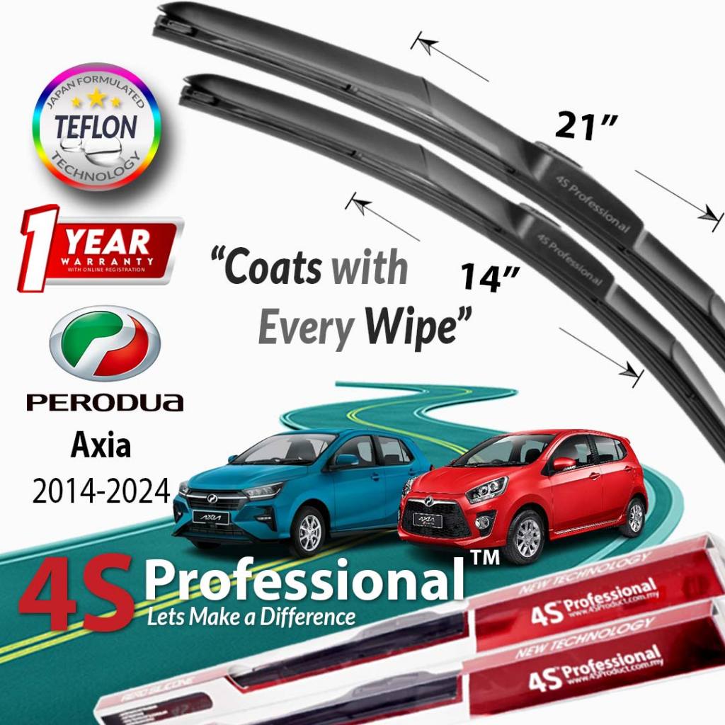 Perodua Axia 2014-Present 4S Professional™ Teflon Silicone Series Wiper ...