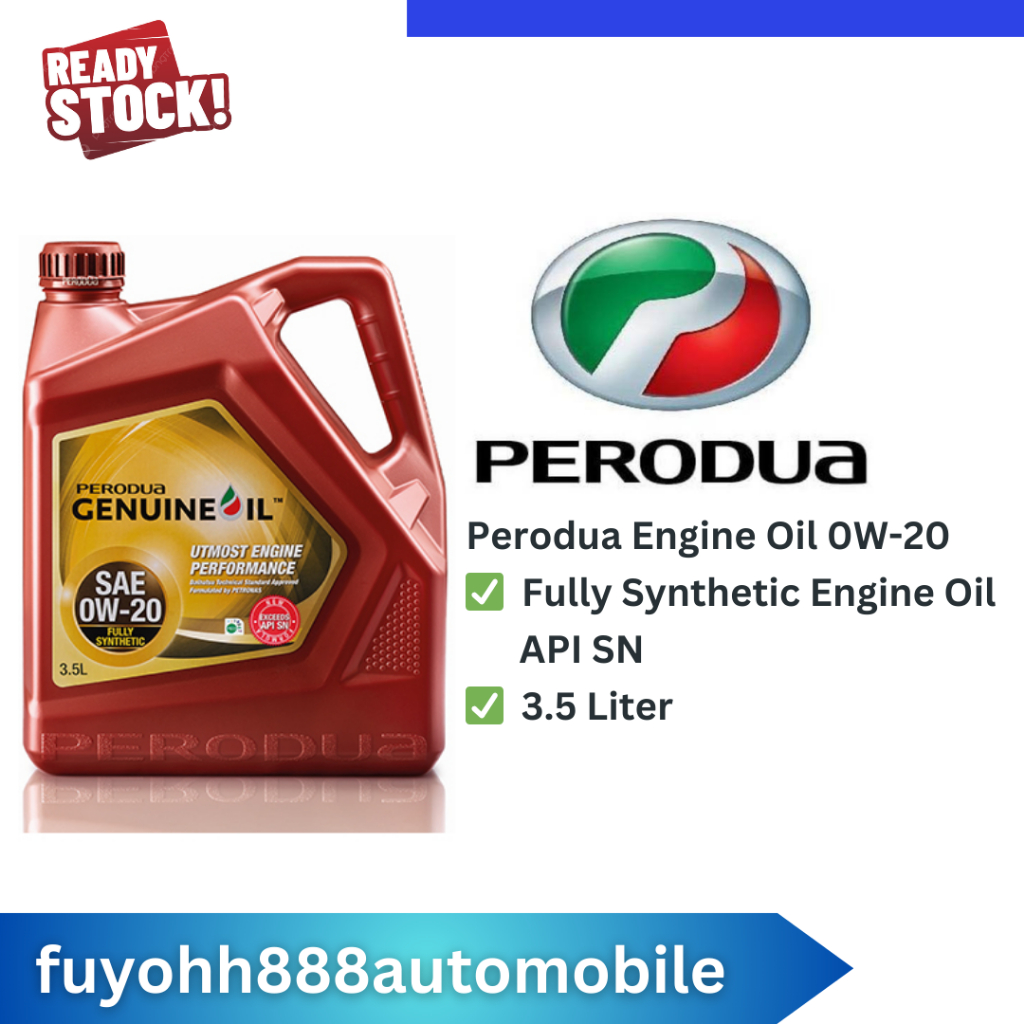 🇲🇾🔥 ORIGINAL - Perodua Engine Oil 0W-20 Fully Synthetic API SN-3.5L ...