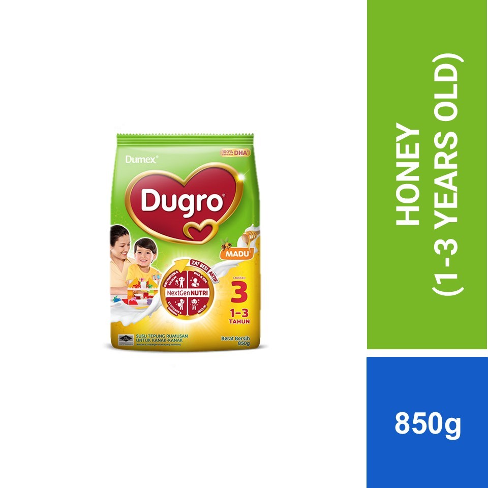 Dumex Dugro Step 3 Honey/Madu Growing Up Milk Formula 1-3 years (850g ...