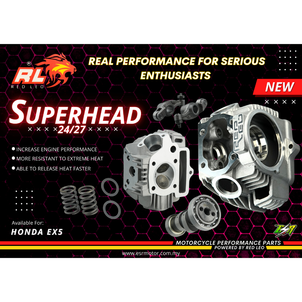 RED LEO RACING 23/26 24/27 24/28 HEAD FOR EX5 WAVE 100 AND BLOCK 54MM ...