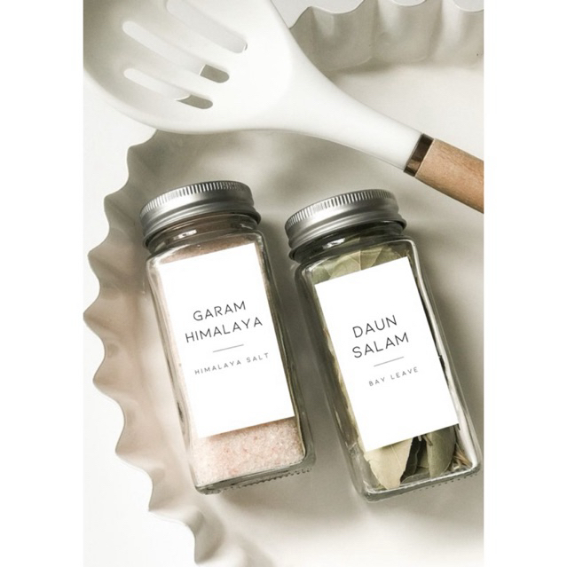 White Pantry Label (Minimalist) | Sticker Label Dapur Putih Waterproof ...