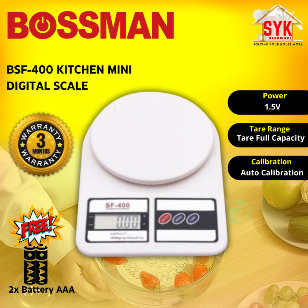 SYK Bossman BSF-400 Mini Digital Electronic Kitchen Weighing Scale ...
