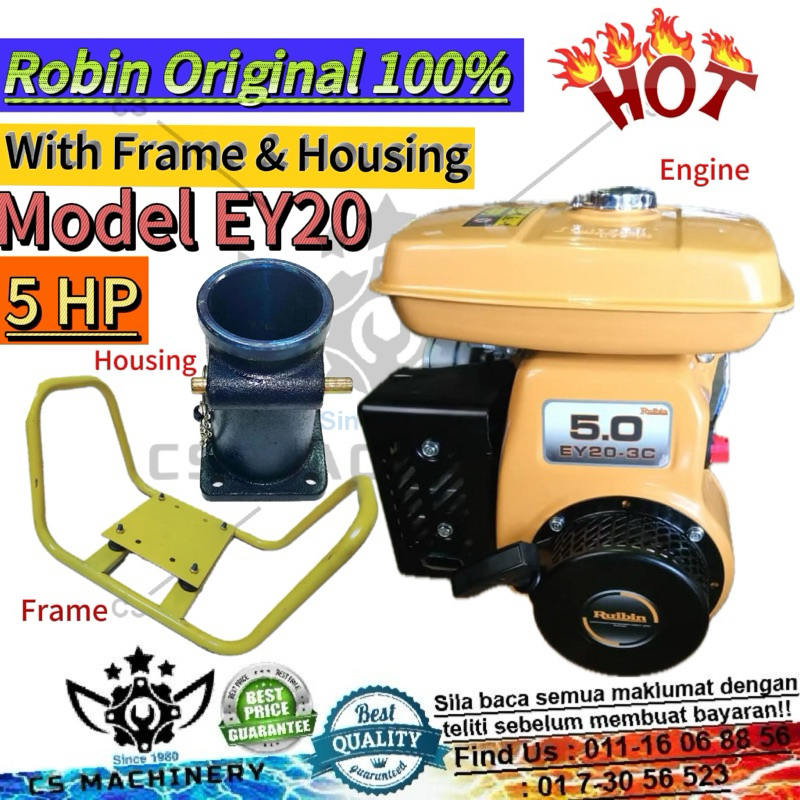 🔥 ROBIN EY20-3 5.0HP ORIGINAL ENGINE With Frame And Housing 💥 | Shopee ...