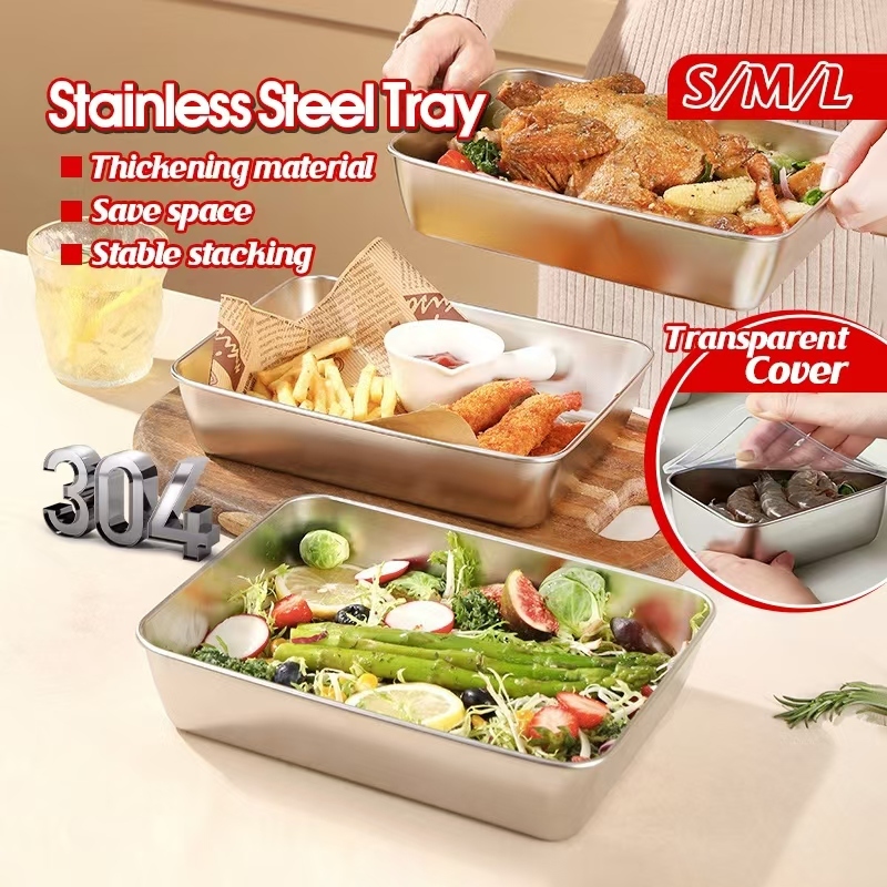 Thickened Square Plate Stainless Steel Rectangular Food Storage Pan ...