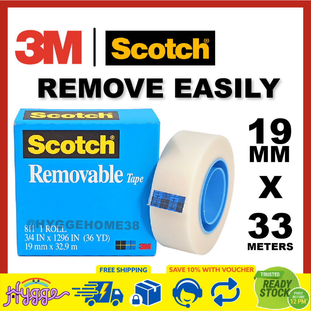 3M Scotch Removable Tape Matte Finish 811 Hand Tearable Single Sided ...