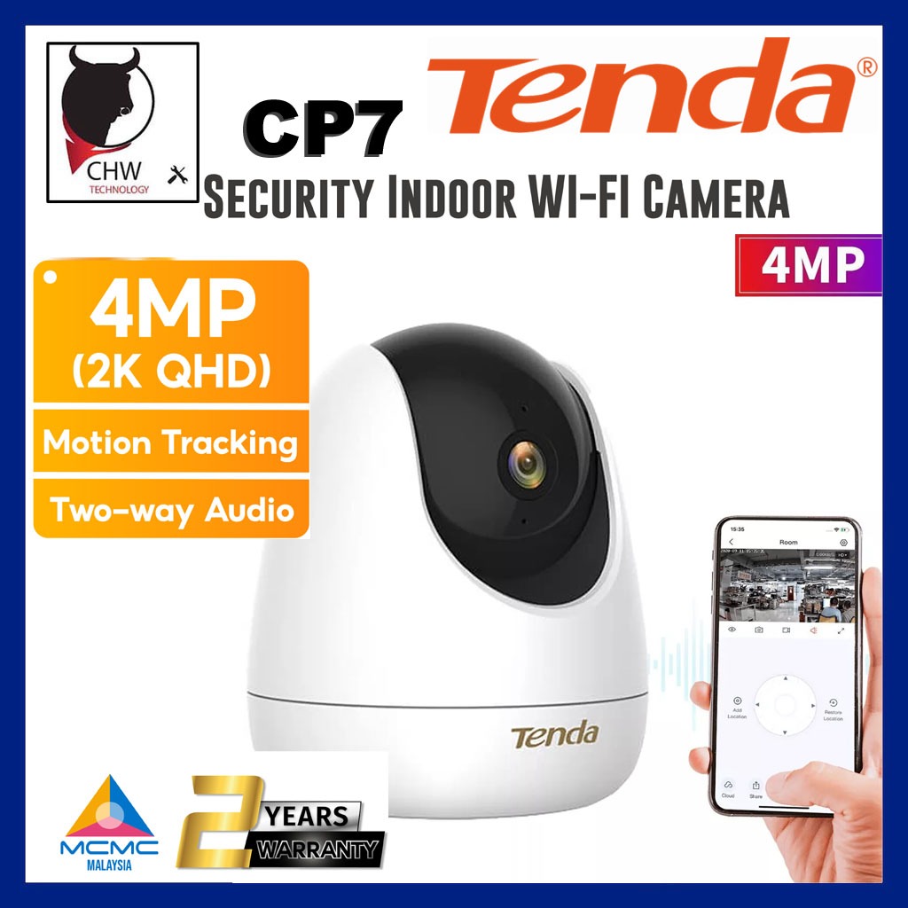 TENDA CP7 CCTV WIFI INDOOR CAMERA 4MP SUPER HD PAN & TILT CAMERA ...